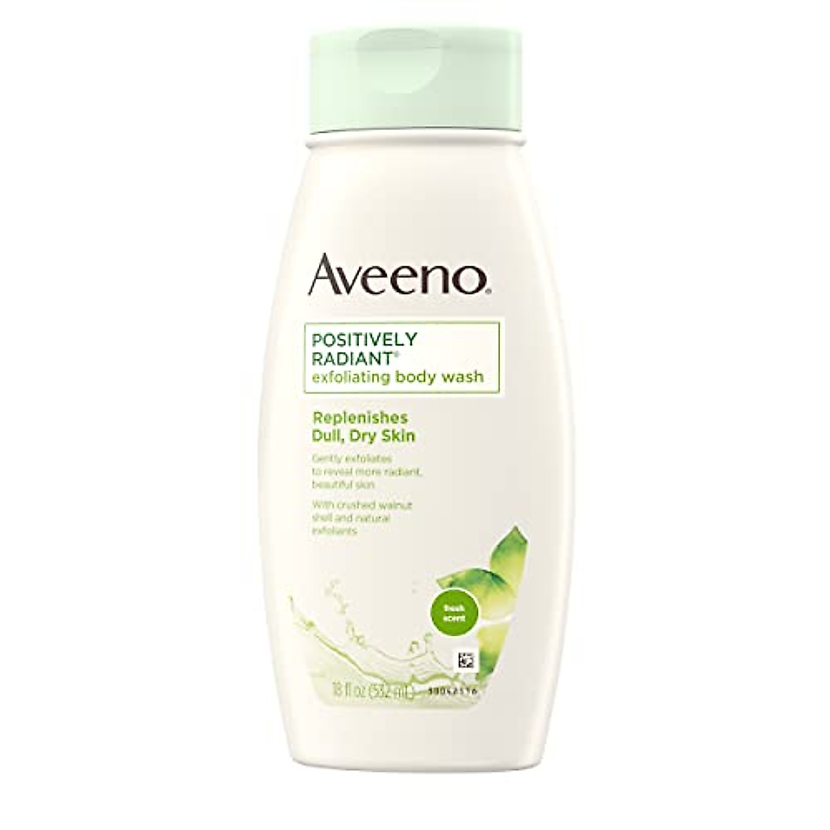 Aveeno Positively Radiant Exfoliating Body Wash with MoistureRich Soy Complex Crushed Walnut Shell for Dry, Dull Skin, SoapFree, DyeFree Hypoallergenic Formula 18 fl, 54 Fl Oz, (Pack of 3)