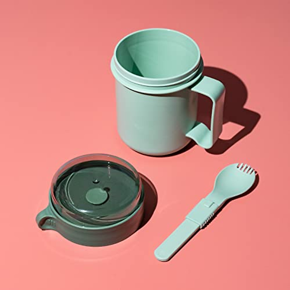 Chiir Microwave Soup Mugs with Lids, Microwave Safe Mug for Ramen Noodles, Soup, Beverages, 17.63 Ounces, Green