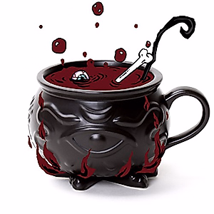 Rogue + Wolf Large Coffee Mug, Big Witch Cauldron Ceramic Mug, Witchcraft Coffee Cups, Ceramic Halloween Decor Spooky Coffee Mugs for Women Porcelain 3D Novelty Gothic Cup Goth Tea Witchy -14 oz 400ml