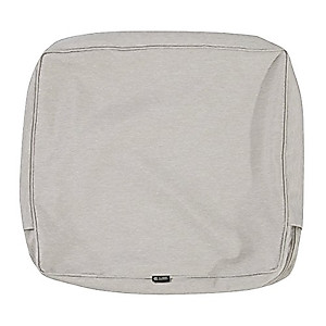 Classic Accessories Montlake FadeSafe Water-Resistant 25 x 22 x 4 Inch Outdoor Back Cushion Slip Cover, Patio Furniture Cushion Cover, Heather Grey, Patio Furniture Cushion Covers