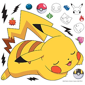 RoomMates RMK5335GM Pokemon Sleeping Pikachu Giant Peel and Stick Wall Decals, Yellow, red, Black, White