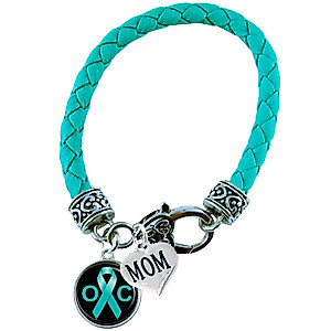 Holly Road Custom Bracelet Ovarian Cancer Awareness Teal Leather MOM OR DAD Charm ONLY Jewelry Family