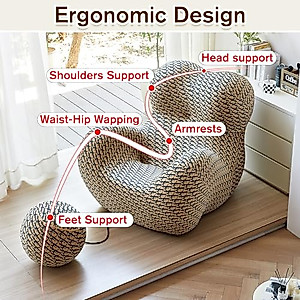 Tosaronia Modern Lazy Sofa Fireside Chair Floor Sofa B&B Italia Minimalist High-Density Foam Floor Couch Upholstered Lazy Couch Bubble Couch for Living Room Bedroom Brown