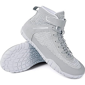 Women Wrestling Shoes Boxing Shoes Fitness Sneakers Zero Drop Sole Light Grey