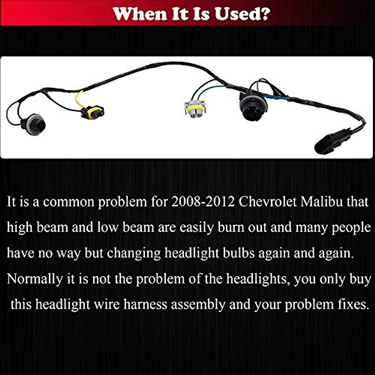 HOPUT 15930264 645-539 645539 Headlight Wiring Harness Connector, Compatible with Chevy Malibu 2008-2012