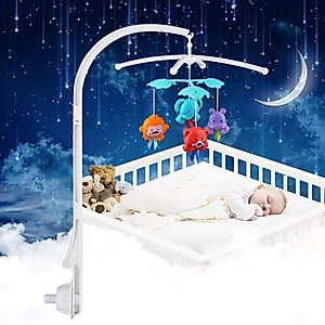 Crib Mobile Arm 26.77 Inch Baby Crib Mobile, Mobile Arm for Crib, ABS Plastic Infant Music Box Holder Arm Bracket for Bed Holder or Baby Bed Toy Decoration Holder,White