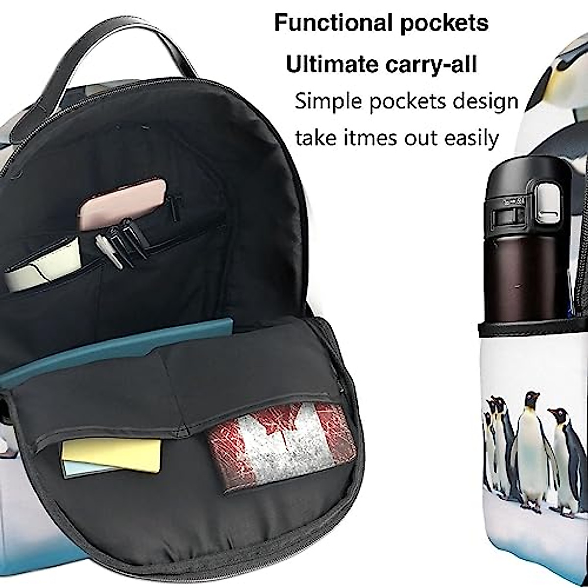 BAFAFA Penguins Printed Travel Backpack Business Work Bag Computer Bag Outdoor Sports Rucksack