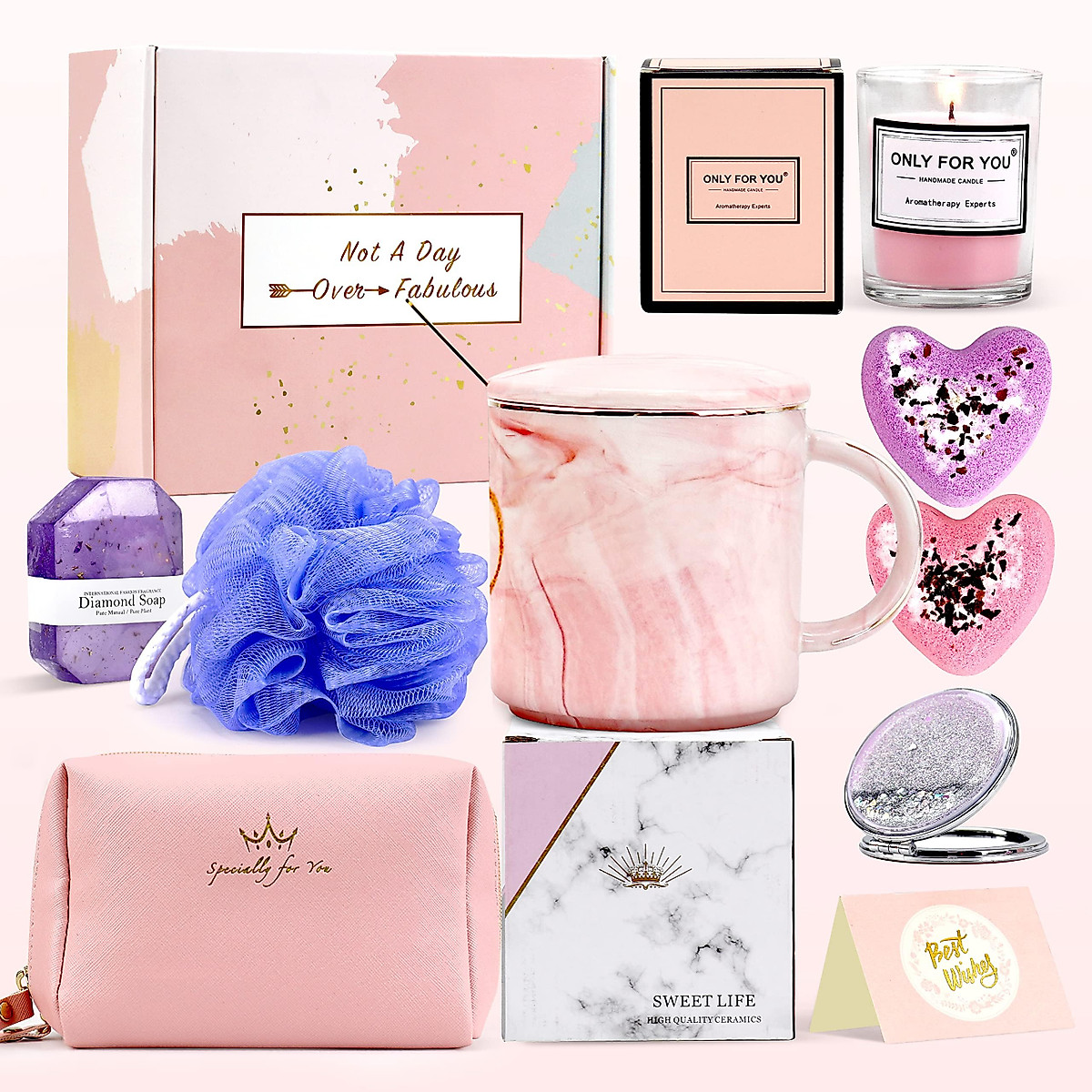 Birthday Gifts For Women, Mother's Day Gifts for Mom, Unique Gift Basket for Friends Female, Sister, bestie, Thank You Gifts for Women Who Have Everything, Gift Box for 30th 40th 50th 60th (10pc)