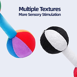 Jollybaby Soft Plush Stuffed Baby Dumbbell Rattle Toys for 0-3-6 Months Newborn, High Contrast Colorful Sensory Rattles Weights Toys for Infant Baby 0-3 Months, Funny Baby Boy Girls Shower Gifts