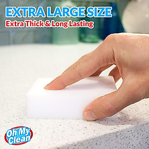 (40 Pack) Extra Large Eraser Sponge - Extra Thick, Long Lasting, Premium Melamine Sponges in Bulk - Multi Surface Power Scrubber Foam Cleaning Pads - Bathtub, Floor, Baseboard, Bathroom, Wall Cleaner