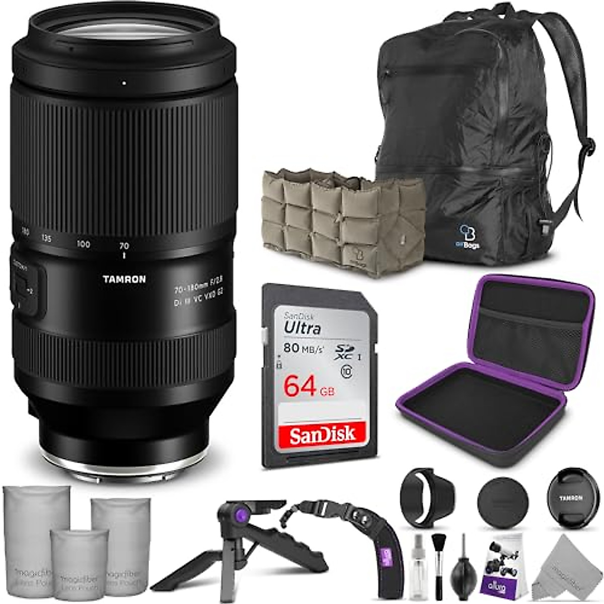 Tamron 70-180mm f/2.8 Di III VXD Lens for Sony E with Altura Photo Advanced Accessory and Travel Bundle