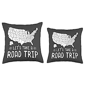 Qirimli Pillow Design Happy Camping Gifts for Campers Let's Take A Road Trip Throw Pillow, 16x16, Multicolor