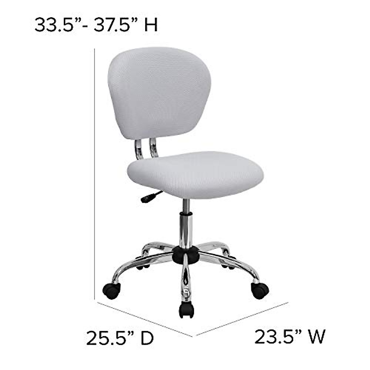 Flash Furniture Beverly Mid-Back White Mesh Padded Swivel Task Office Chair with Chrome Base