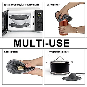 iLUV Silicone Trivets - Extra Thick for Hot/Cold Pans, Pots, and Dishes Holders - Coffee Mats, Tea Pads, Utensil Spoon Rest - Heat Resistant Food Grade Cooking/Baking/Serving - Multi-Use 8" 3pcs Gray