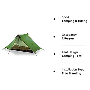 3F UL GEAR LanShan 2 pro Tent 2 Person Outdoor Ultralight Camping Tent 3 Season Professional 20D Nylon Both Sides Silicon Tent (Khaki, 4 Season)