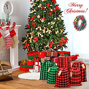 HRX Package Big Fabric Christmas Gift Bags 20x15 15x12inch, 6pcs Cotton Gift Wrapping Sacks Cloth Pouches for Xmas Presents Party Favor