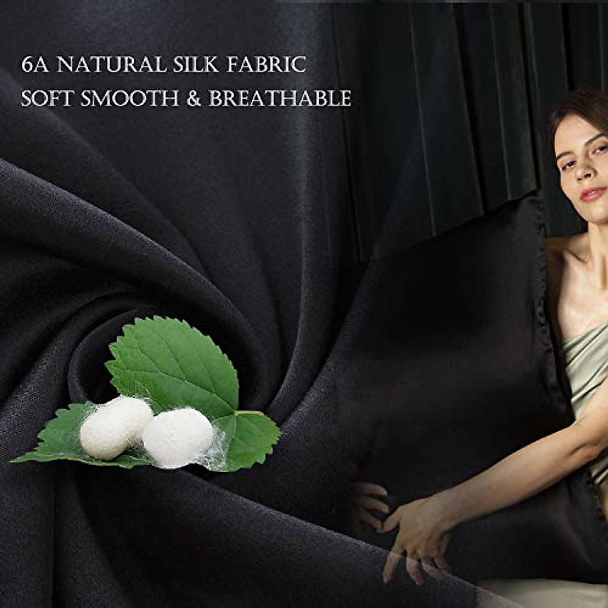 HandSun 100% Mulberry Silk Pillowcase, Breathable Silk Pillowcase for Hair and Skin, Silk Standard Pillow Cases with Hidden Zipper (20"x26", 1 Pack with Gift Package)