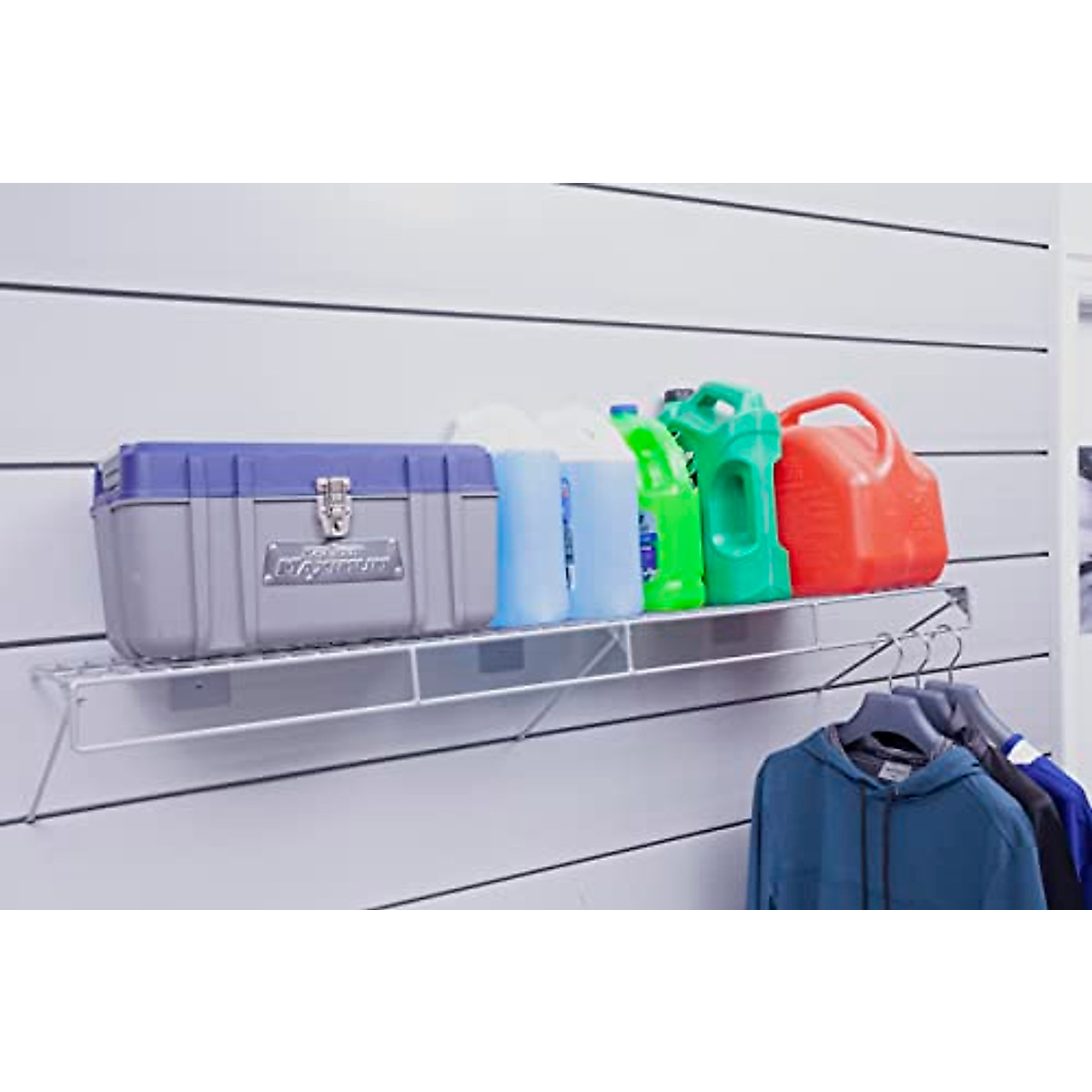 Crownwall Universal Slatwall Steel Wire Shelf with Rail, 2-Pack (48-in x 12-in)