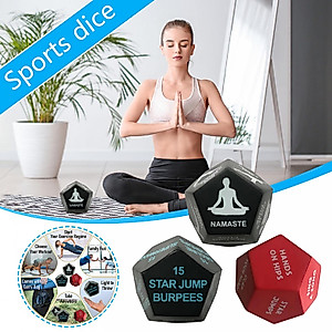 EUKK Yoga Exercise Dice, 12 Sided Fitness Dice Home Gym Equipment, PU Workout Dice for Full Body Workouts – Includes Yoga Dice