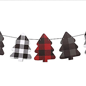 WAWOO Buffalo Plaid Garland for Christmas Tree - Lumberjack Hanging Bunting Banner, Buffalo Plaid Fireplace Garland, Indoor Outdoor Decoration, Photo props, Buffalo Plaid Decor