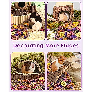 Bissap Natural Flower & Herb Hamster Bedding 300g/10.5oz, Small Animal Soft Flower Habitat Decor for Syrian Dwarf Hamster Gerbil Chinchilla Mice Degu and Other Small Pet Flower Bedding Odor Control