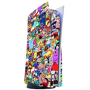 ITS A Skin Skins Compatible with Sony Playstation 5 Console Disc Edition - Protective Decal Overlay Stickers wrap Cover - Sticker Collage