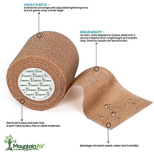 Self-Adhering Bandage Wrap - 6 Rolls - 2 in & 5 Yards - Cohesive Bandage - Sport Bandage Wrap Roll - Elastic Sterile Latex Free Flex Wrap for Ankle Sports Injury - Self Adhesive Band Wrap for Vets