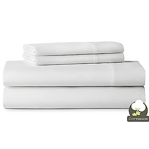 Cot Sheet and Pillow Case 4 Piece Set - 1 cot Fitted Sheet 33" x 75", 1 cot Flat Sheet 64"x 94", 2 Pillow Cases 20"x 30" Perfect for Folding Guest Bed Frame,Rollaway Beds (White Solid)