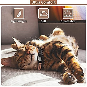 FEEYAR AirTag Cat Collar,Integrated Kitten Collar with Apple AirTag Holder, Reflective GPS Cat Collar with Bell[Orange], Lightweight Tracker Cat Collars for Girl Boy Cats, Kittens and Puppies