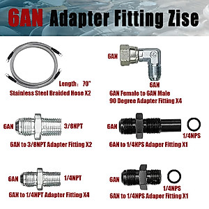 Takilma 6AN 70" Transmission Cooler Hose Kit for Ford GM Chevrolet 4L60E 4L65E 4L80E TH350 TH400 TR6060 Turbo 350/400/200-200R4/700R4 Ford C4-C6-AOD Transmission Fluid Oil Cooler Lines Fitting Kit