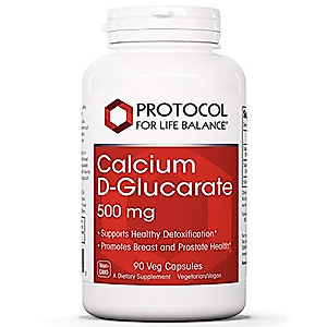 Protocol For Life Balance - Calcium D Glucarate 500mg - Supports Detoxification, Promotes Liver Detox, Breast, Colon and Prostate Health - 90 Vegetable Capsules