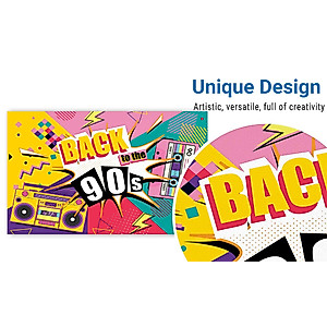 Funnytree 90's Backdrop for Party Back to 90's I Love The 90s Photography Background Retro Hip Hop Theme Radio Fashion Disco Rock Music Banner Birthday Decoration Supplies Studio Props