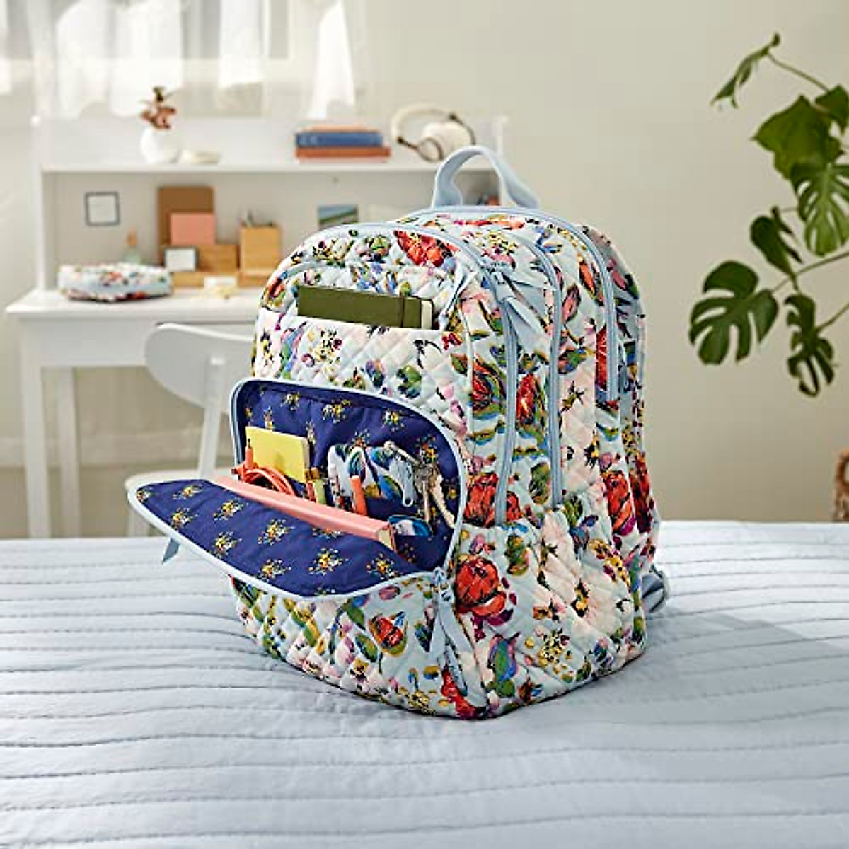 Vera Bradley Women's Cotton XL Campus Backpack, Dreamer Paisley - Recycled Cotton, One Size