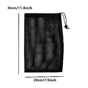 10PCS Nylon Mesh Drawstring Bag With Cord Lock, 8 x 12 Inch Mesh Laundry Drawstring Bag, Nylon Storage Mesh Bags for Balls Beach Toys, Seashell Collecting and Travel (Black)