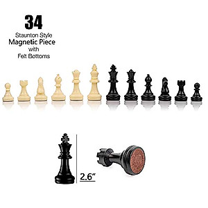 LEAP 12.6“ Magnetic Chess Set Foldable Portable Game Board for Adult Travel Set with 2 Queens