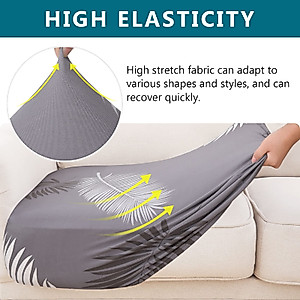 hyha Printing Sofa Couch Cushion Covers, Replacement Individual Seat Cushion Covers, Magic Sofa Covers Washable for Sectional Pets, Pattern Sofa Slipcovers (1 Cushion Armchair, Grey Feathers)