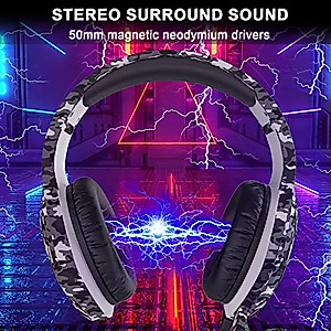 targeal Gaming Headset with Microphone - for PC, PS4, PS5, Switch, Xbox One, Xbox Series X|S - 3.5mm Jack Gamer Headphone with Noise Canceling Mic - Camo