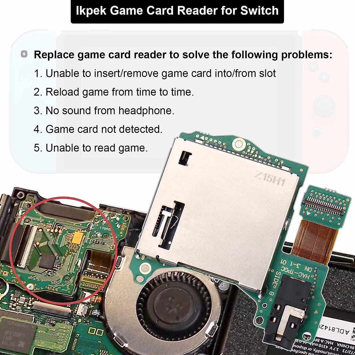 IKPEK Game Card Reader Slot Replacement Compatible with Switch (Third Party)