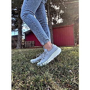 JENN ARDOR Womens Slip On Sneakers Walking Tennis Shoes Fashion Lightweight Casual Lace Up Running Sneakers for Gym Ladies Breathable Mesh Comfortable Grey 7