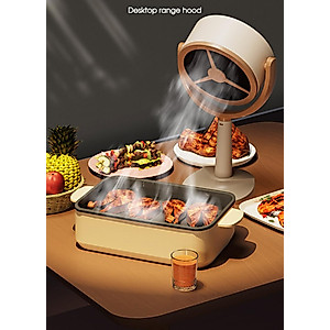 VYOFLA Portable Smoke Purifier, Portable Kitchen Exhaust Fan, Desktop Range Hoods, Removable and Washable Exhaust Fan,Suitable for Indoor Barbecues, Fondue and RV Kitchen (Charging)