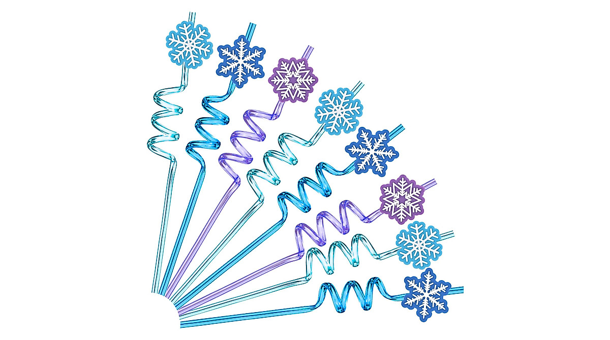 Winrayk 24Pcs Reusable Frozen Straws for Kids Parties