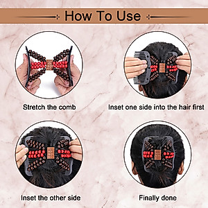 CCbeauty 6 Pcs Magic Hair Comb Elastic Beaded Hair Clips Women Decorative Accessories,Bride Double Slides Stretching Hairpins Combs for Ladies Girls Popular Hairstyles