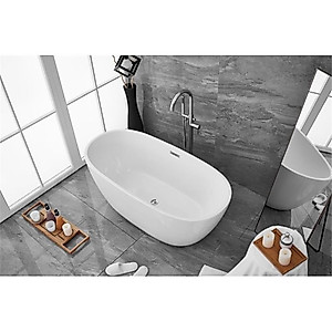 Elegant Decor Indoor Modern 59 inch soaking roll top bathtub in glossy white - 59x28.3x23.2