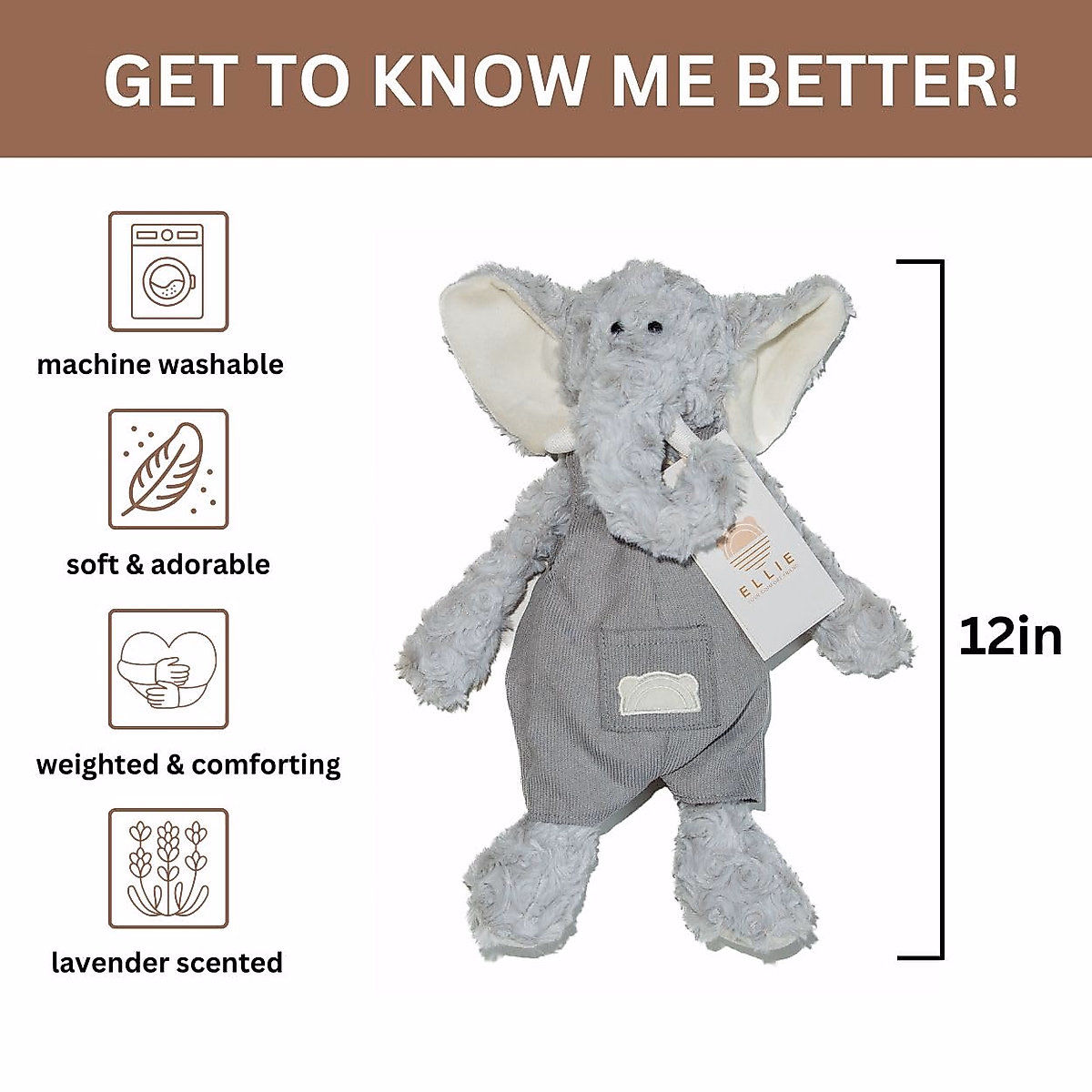 “Ellie” Microwavable Stuffed Animal – Stuffed Animal Heating Pad - Heatable, Coolable, Washable Stuffed Animals