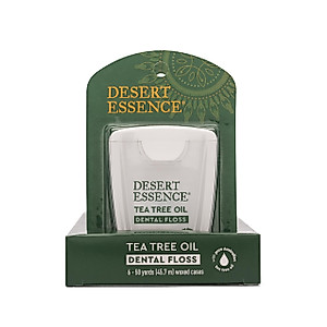 Desert Essence, Tea Tree Dental Floss 50 yd - Gluten Free - Cruelty Free - Naturally Waxed with Bees Wax - No Shred Floss - Tea Tree Oil - Removes Plaque and Build Up, pack of 6