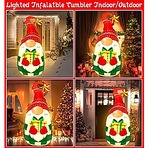 5Ft Lighted Outdoor Christmas Decorations Inflatables - Blow Up Gnome Tumbler Xmas/Winter Holiday/Happy New Year 2023 Display Indoor Party Decor Supplies