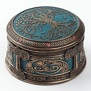 Veronese Design 4 Inch Spiritual Tree of Life Cold Cast Resin Bronze Finish Trinket Jewelry Box