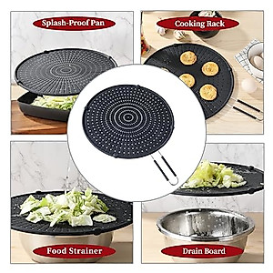 Splatter Screen for Frying Pan, Kaloo Grease Splatter Guard, Heat-Resistant Splatter Guards for Frying, Silicone Splatter Guard for Everyday Cooking, Dishwasher Safe (13inch,Black)