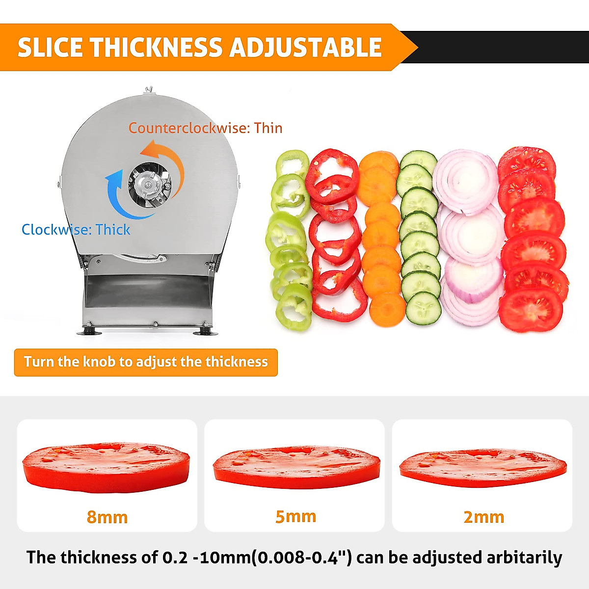 WICHEMI Electric Vegetable Fruit Slicer Commercial Cabbage Shredder Machine 2 IN 1 Manual Electric Onion Potato Slicer Machine Stainless Steel Electric Food Slicer Cutter 0.2-10mm Thickness Adjustable