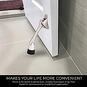 HOME&I Easy Pedal Kickdown Door Stopper,4-Inch Basic Commercial Doorstops Holder Kick Door Kickstand Height-Adjustable Rubber Foot (4 Inch-Black)